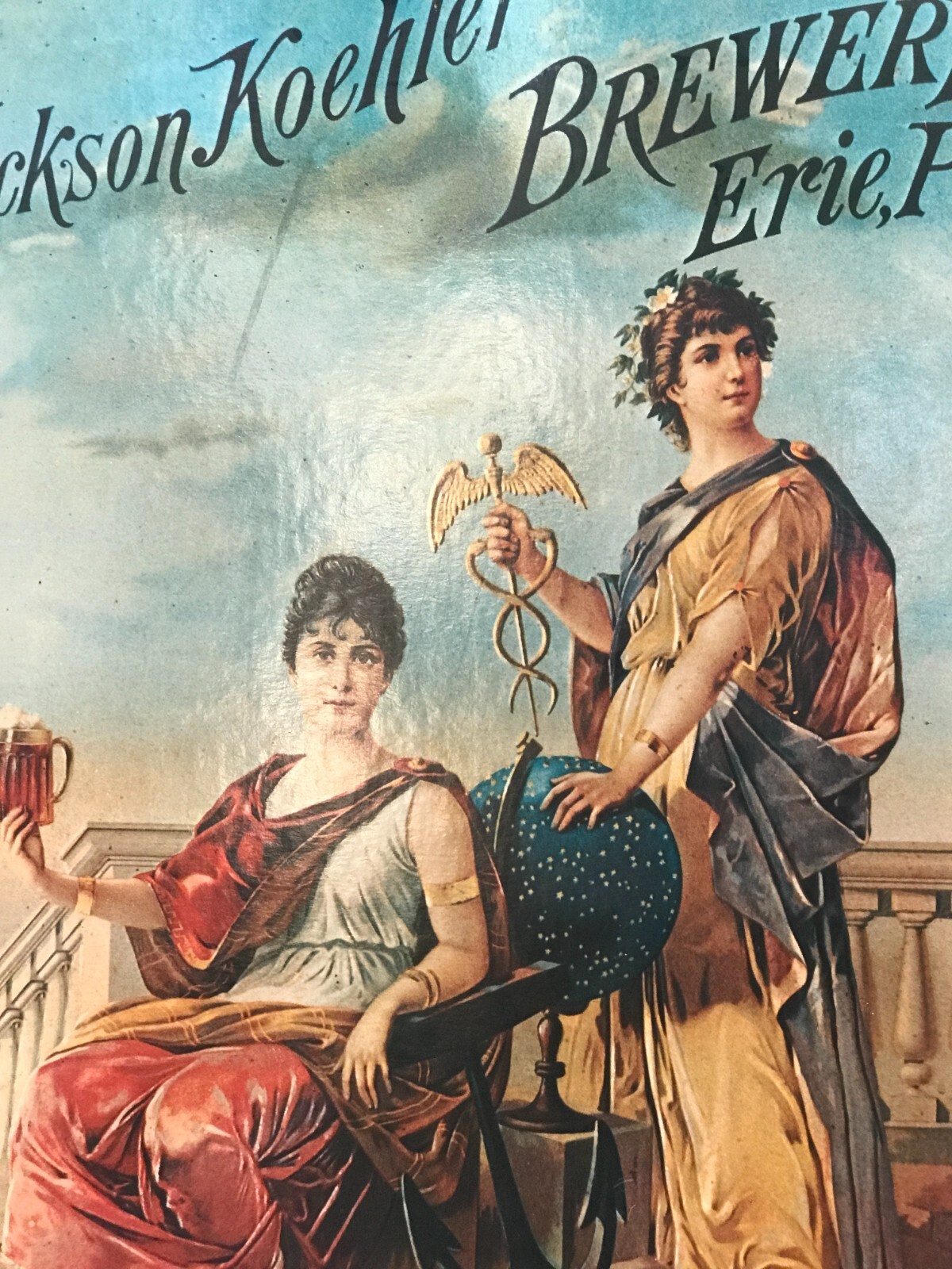 Jackson Koehler Brewery Cardboard Retail Counter Ad Sign Vintage Erie ...