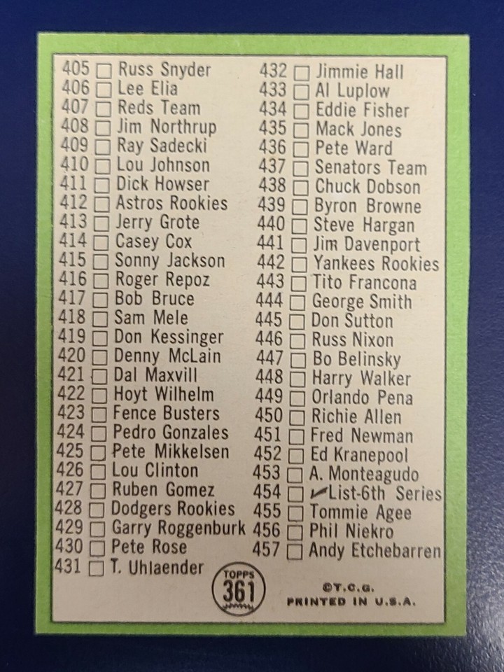 1967 Topps Baseball Card #361 Checklist 5 Roberto Clemente | eBay