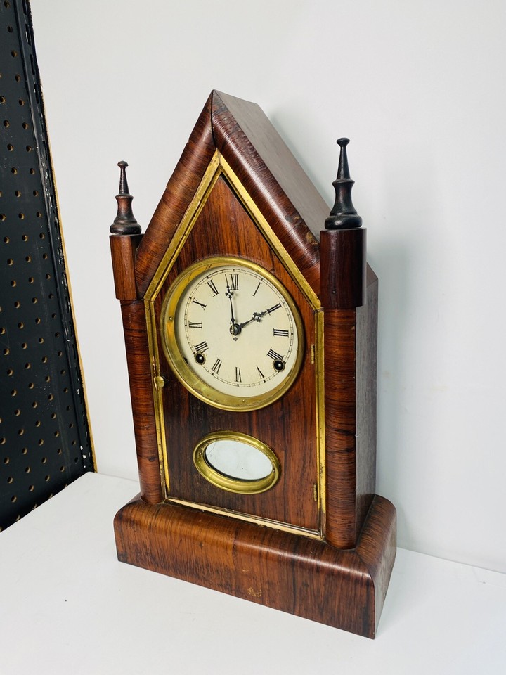 Beautiful Early Gilbert Steeple Clock, W/ Gold Accents, Mirror ...