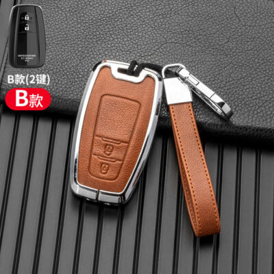 Alloy Leather Car Key Fob Case Cover For Toyota RAV4 CHR Camry Corolla ...