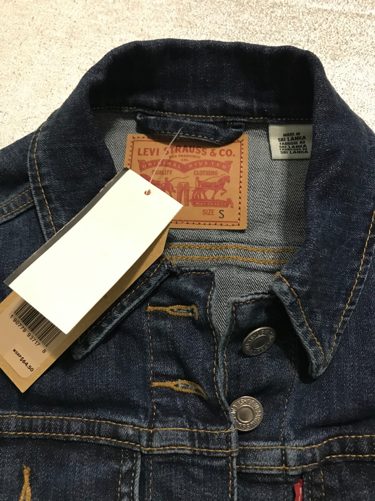 65$ New Levi's Original Classic Trucker Jacket Women's Blue Stretch Sz ...