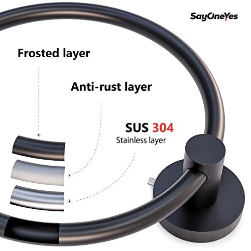 Matte Black Towel Ring Premium Quality Sus304 Stainless Steel Rust Proof Hand To | eBay