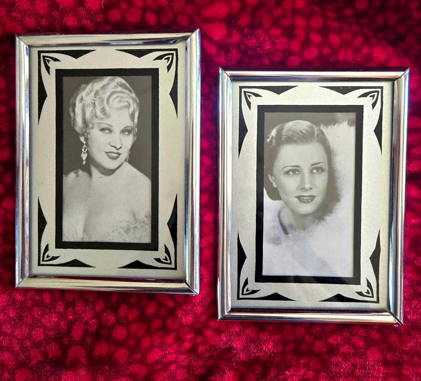 Vintage ART DECO Reverse Painted Glass & Metal Picture Frames 4x6/2x4 Two Frames | eBay
