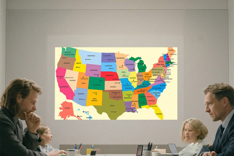 24''x36'' United States Map US USA Administrative Poster Classroom Wall ...