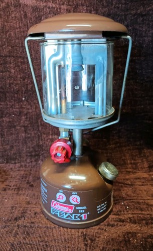 Vtg 1984 Coleman-Peak 1-Model 222-Brown Camping Lantern Tested Light ...