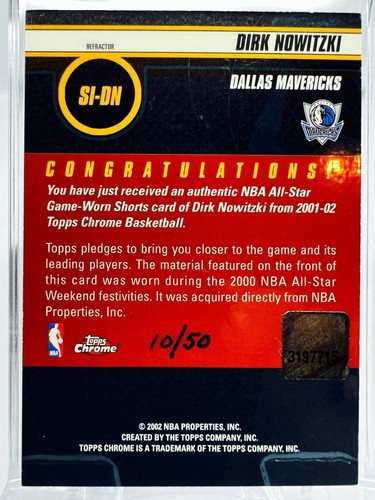 Error Card 10 50 Non Refractor All star Jersey Shorts 02 Topps Chrome ...