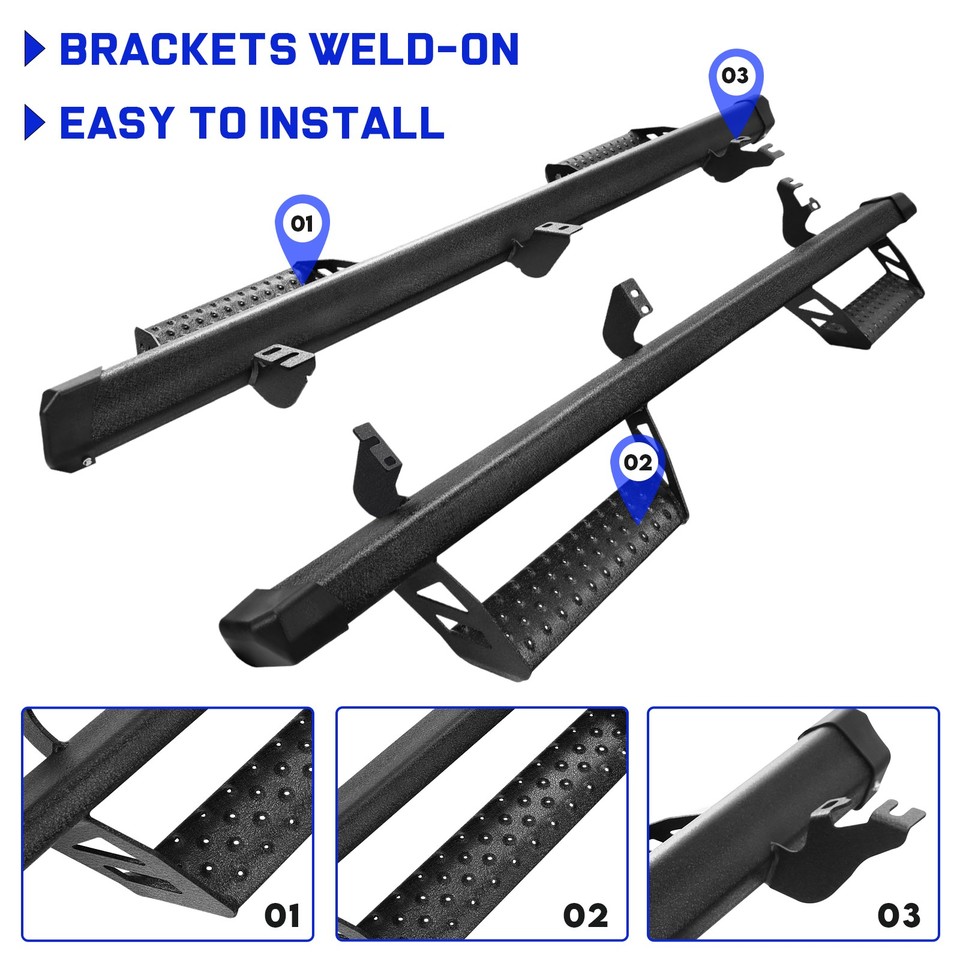 Fit 2025-2026 Toyota 4Runner Running Board Drop Step Brackets Weld-On ...
