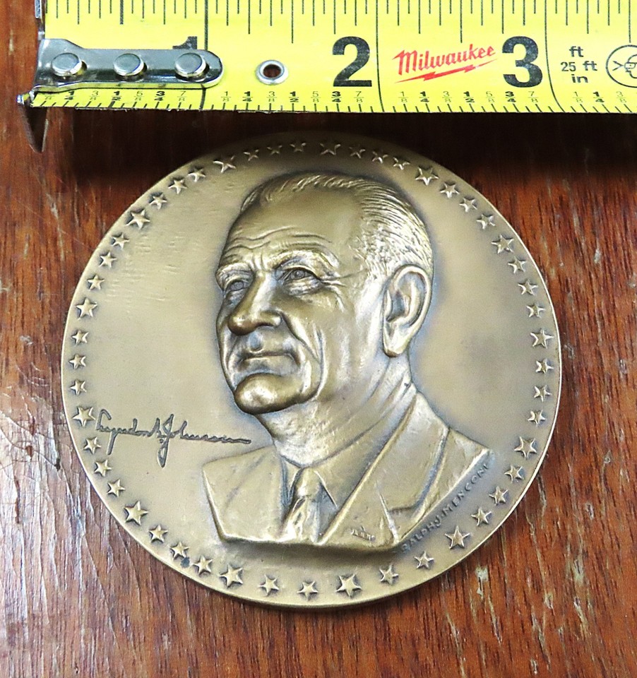 Vintage Lyndon B. Johnson Bronze Presentation Medal, 1966 Asian ...