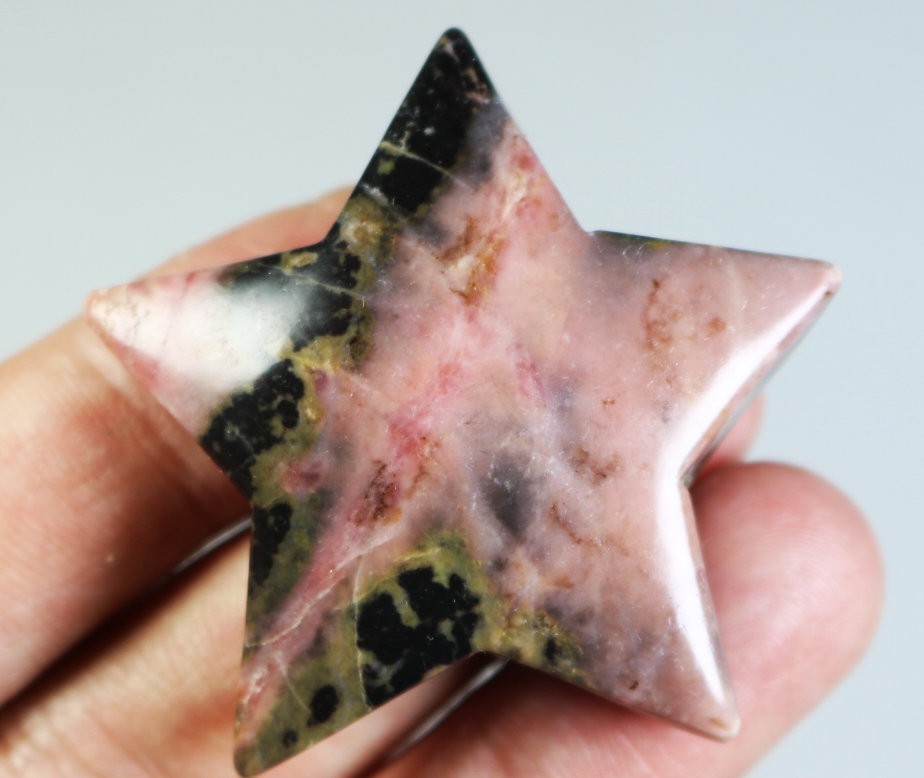 Natural Red Rhodonite Quartz Crystal Stone Carved Star Star Carving ...