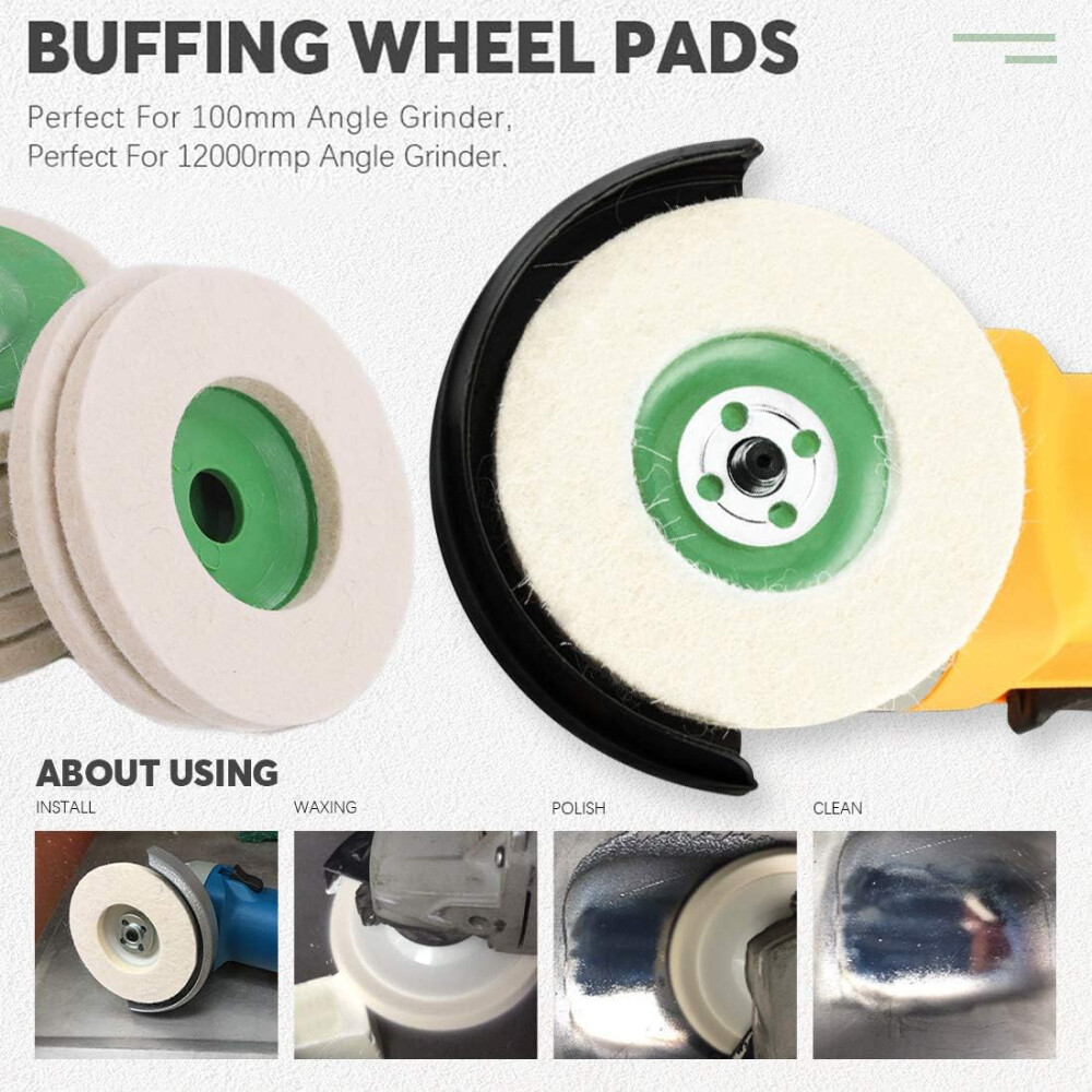 10PCS Wool Buffing Polishing Wheel Felt Pad 5 Inch Buffer Buff Polish ...