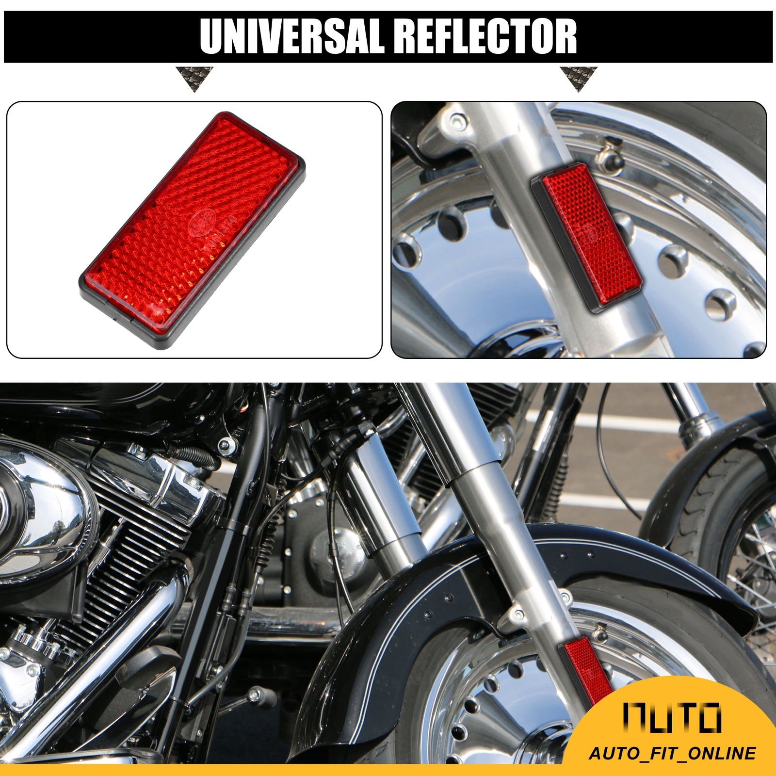 Motorcycle Rectangular Stick-on Safety Spoke Reflective Reflector ...