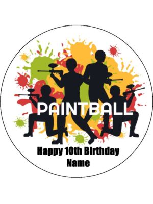 Paintball Cake Toppers Edible Wafer Paper Cake & Cupcake Decorations (3 ...