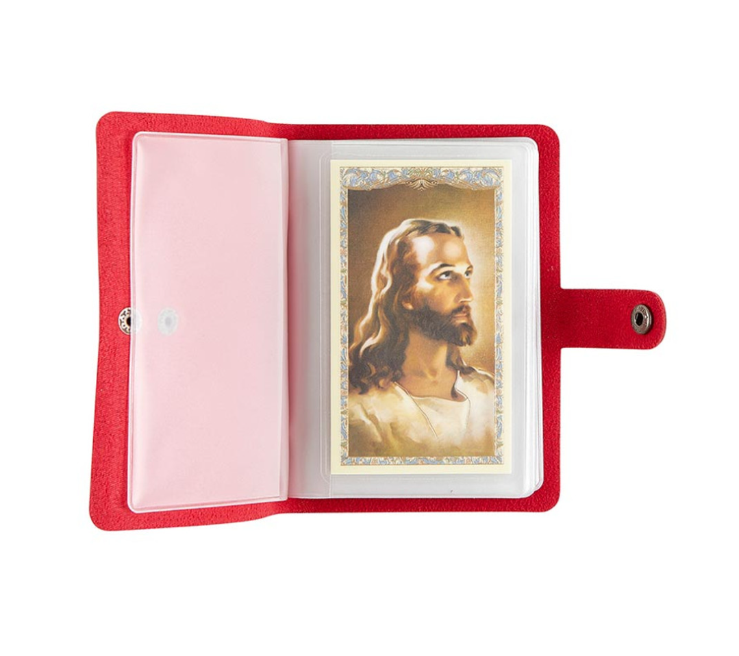 MAROON Prayer Card Holder Book Leatherette Holds 20-40 Cards Catholic ...