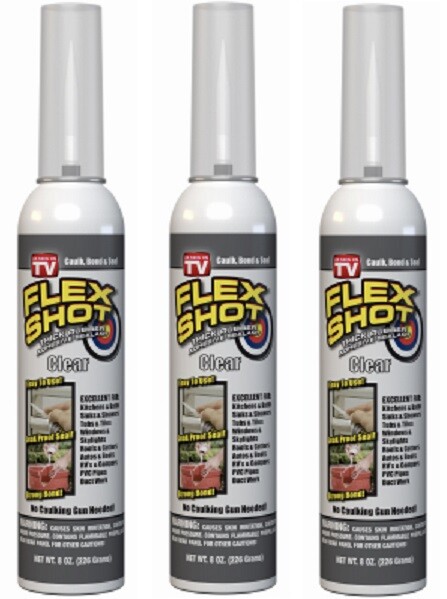 Flex Shot FSH8C 8 oz Clear Rubber Sealant Caulk - Pack of 3 ...