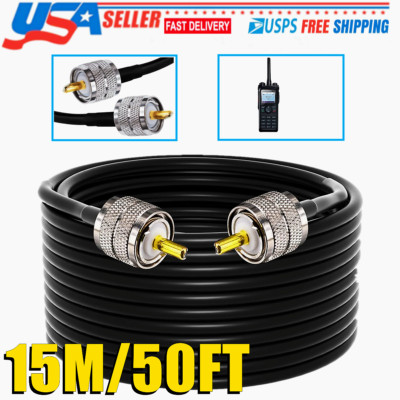 50ft Ham Radio UHF Cable RG58 Coaxial Cable 50 Ohm PL259 Male to Male ...