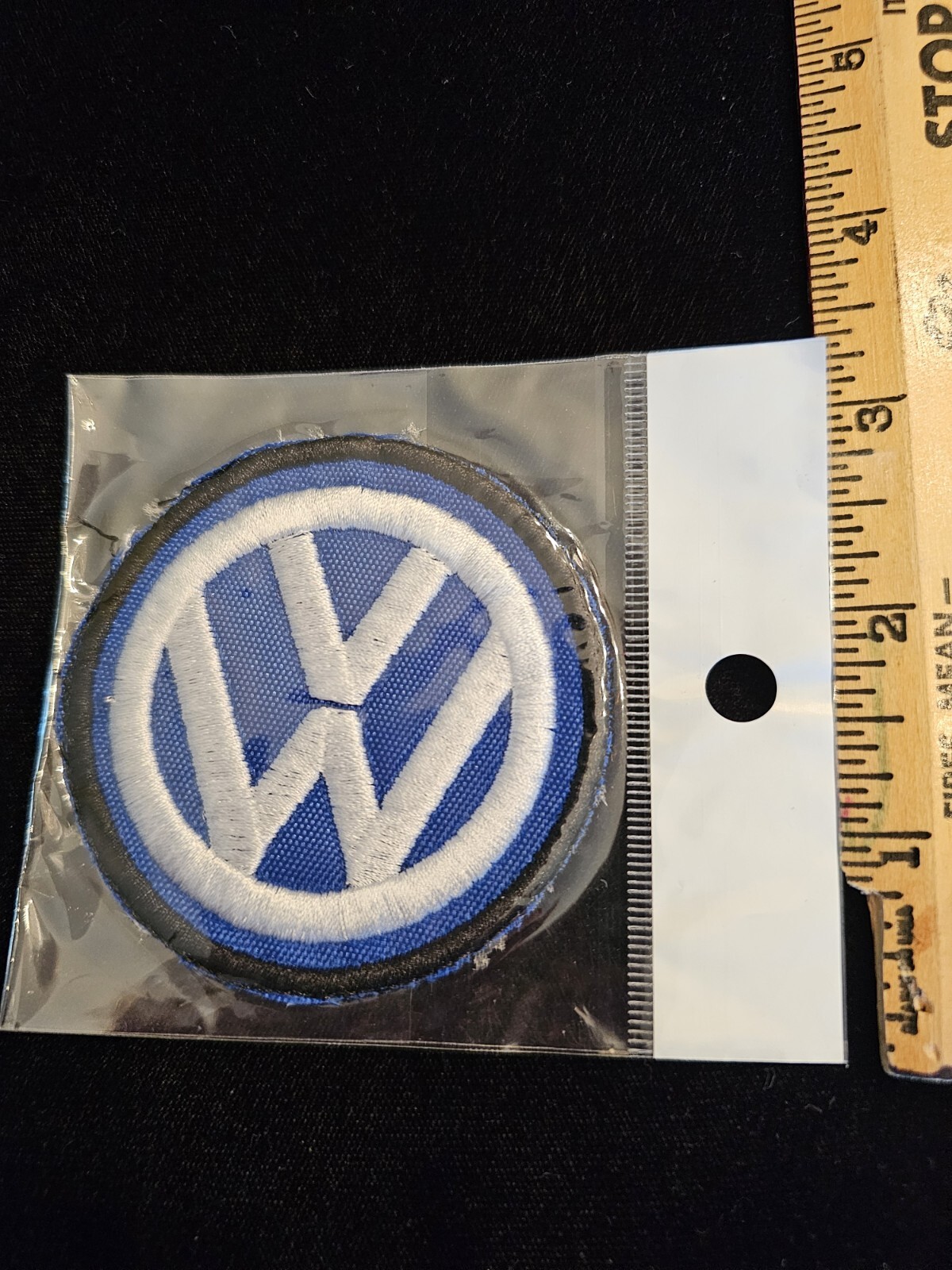 VW VOLKSWAGEN BLUE / WHITE WITH BLACK RIM EMBROIDERED IRON ON PATCH | eBay