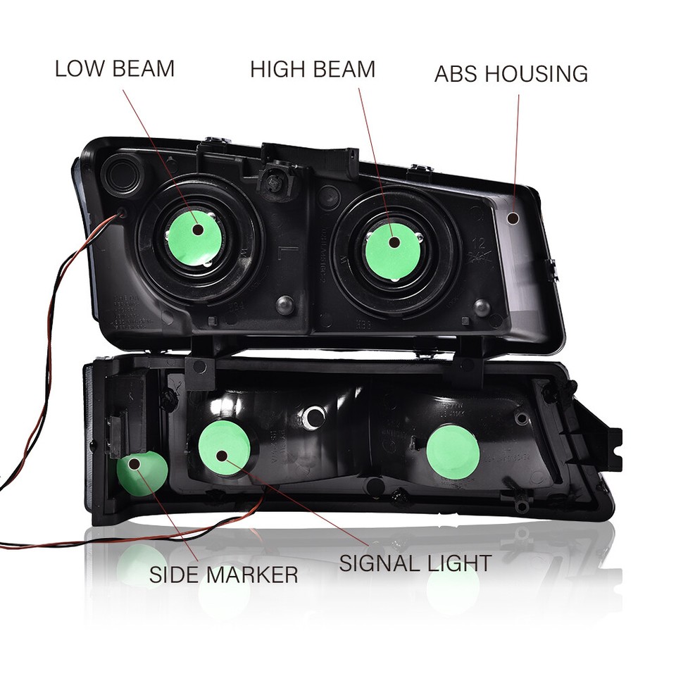 LED DRL Headlights Lamps & Tail Lights Black Fit For 2003-2007 Chevy ...