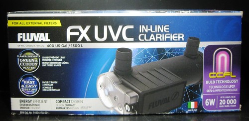 Fluval FX UVC 6-WATT In-Line Clarifier Compact Design- Up To 400 US GAL ...