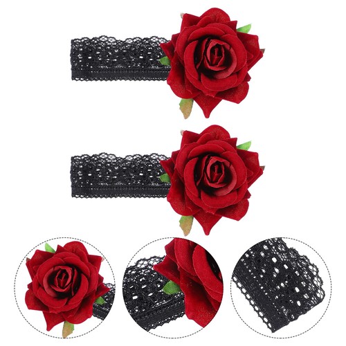 2 Pcs Black Lace Arm Ring Miss Flower Rose Armbands Women Armlet | eBay UK