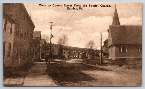Hawley Pennsylvania~Up Church Street from Baptist Church~Man on ...