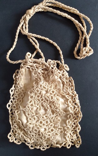 Antique Lot FOUR Victorian Hand-Crocheted & Tatted Drawstring Bags &/or ...