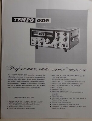 Tempo One Transceiver Henry Radio Product Brochure - Free US Shipping ...