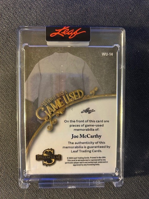 2025 Leaf Spectacular When it Was a Game JOE MCCARTHY Dual Jersey #1/5 ...