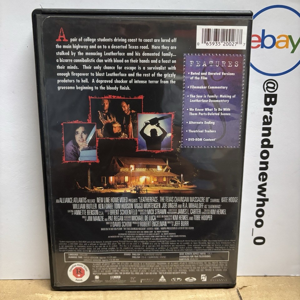Leatherface The Texas Chainsaw Massacre III 1990 Dvd Rare Oop | eBay