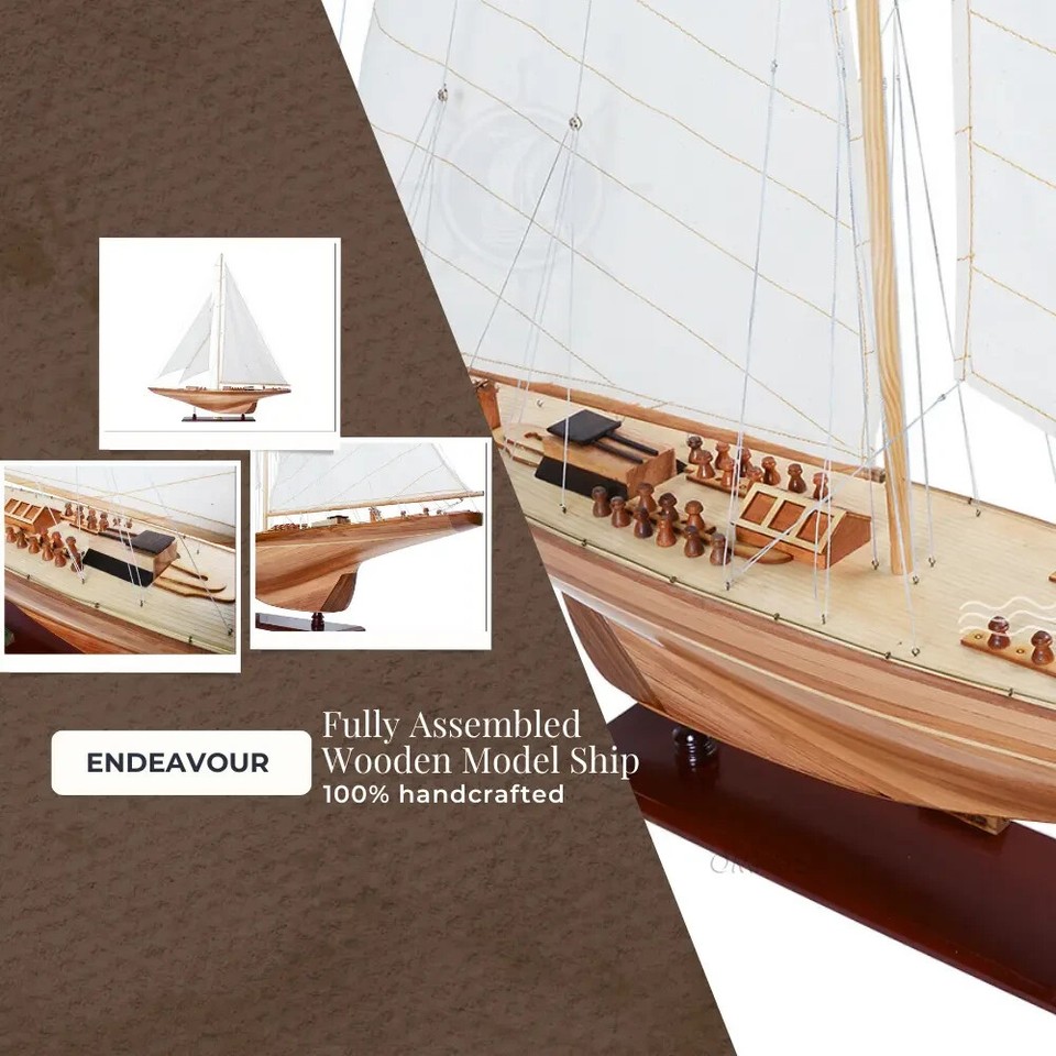 Endeavour 40 Inch Sailboat Model | Handcrafted Boat Model W/ Stitched ...