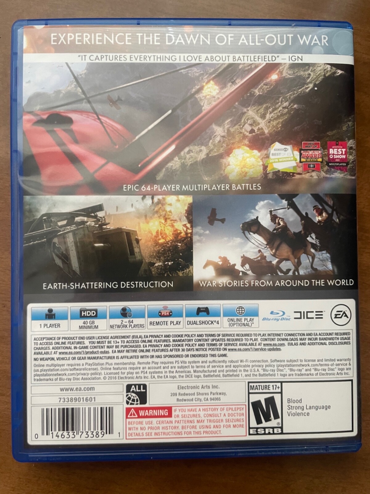 Battlefield 1 Game Disc For PlayStation 4 (Perfect Disc & Box) PS4 ...