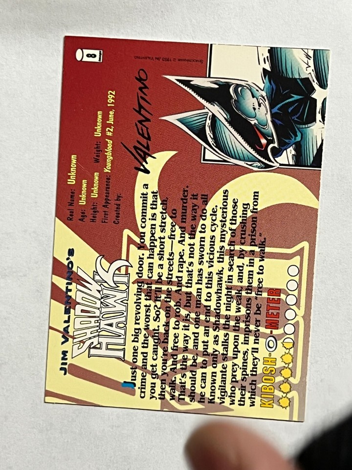 SHADOW HAWK (1993, IMAGE) WIZARD MAGAZINE SERIES 2 PROMO CARD #8 | eBay
