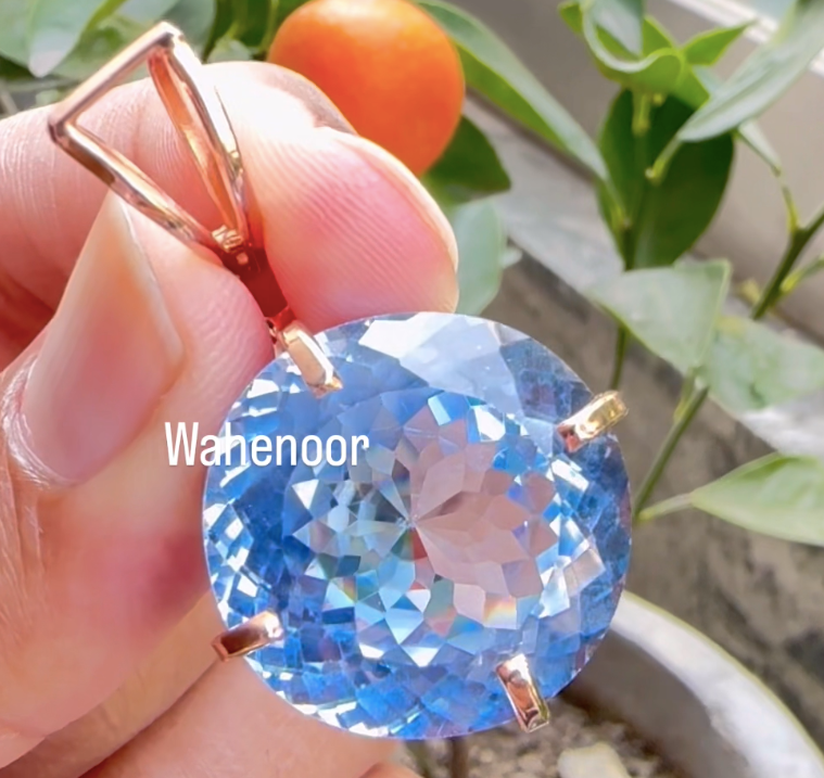 RARE Natural Blue Jeremejevite 23 MM Round 925 Sterling Silver Pendant ...