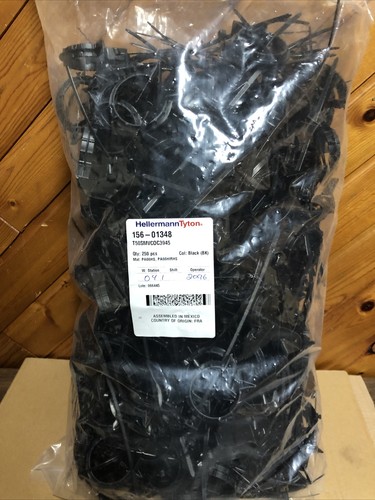 HellermannTyton 156-01348 Black Cable Ties with Pipe Clip, 39-45mm ...