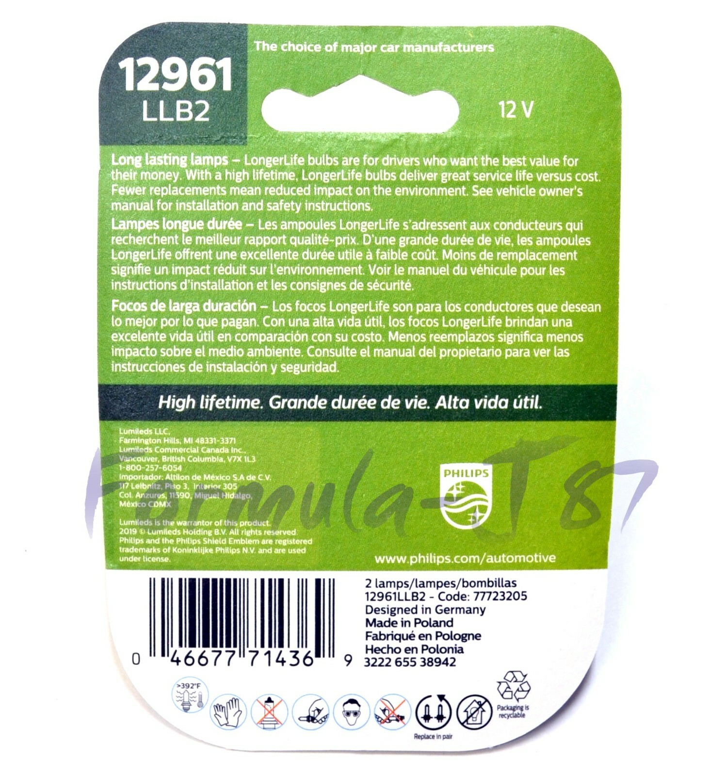 Philips LongerLife 12961 5W Two Bulbs Front Side Marker Light Replace ...