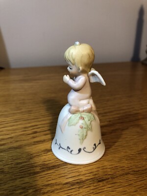 Lefton Hand Painted 1983 Praying Girl Angel Bell #03562 3 inch pink | eBay