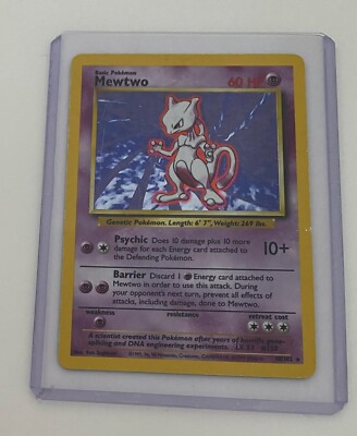 Mewtwo 10/102 Base Set Holo Rare Vintage 1999 Pokemon Card - Well Loved ...