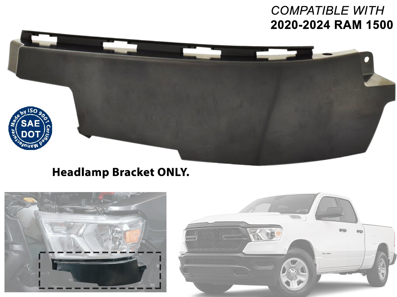 2020 - 2024 Ram 1500 Pick-up Head Lamp Fascia Bracket Driver Left Side ...