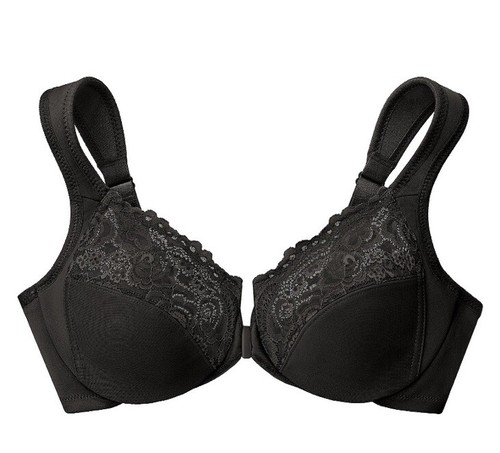 44C- Glamorise plus size women’s wonder wire lace front closure bra ...
