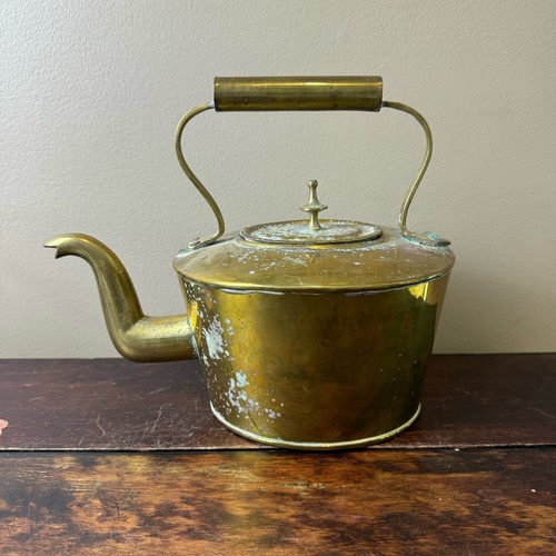 European Farmhouse Antique Brass Teapot Tea Kettle with lid