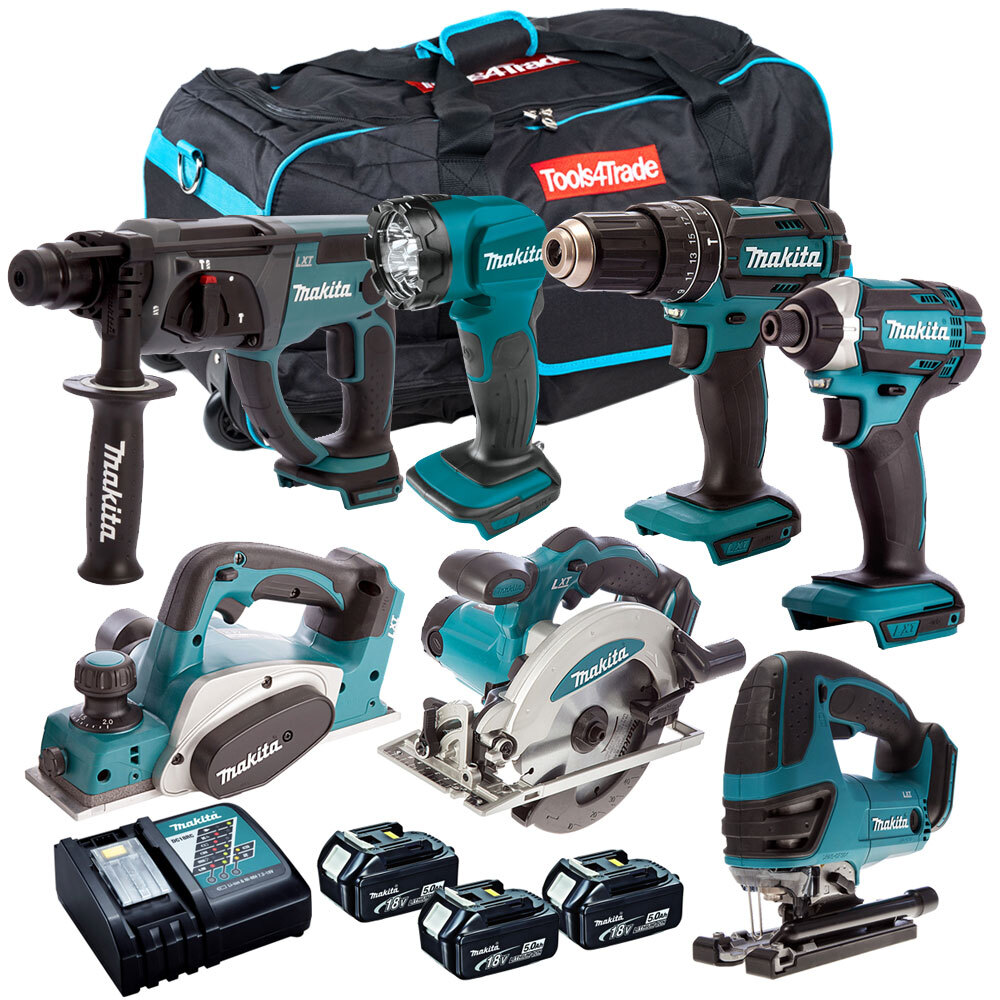 MAKITA 18V LXT 7 Piece Combo Tool Kit with 3 X 5.0AH Batteries Charger ...