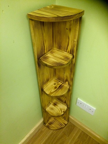 Chunky Wooden Rustic Vintage HANDMADE CORNER SHELF UNIT | eBay UK