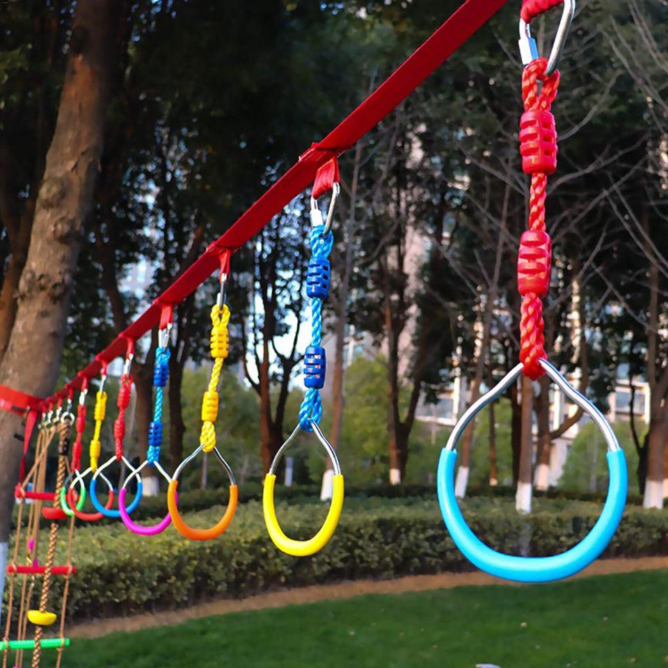 Children Kids Outdoor Swing Ring Gym Rings Trapeze Gymnastic Backyard Climbing | eBay UK