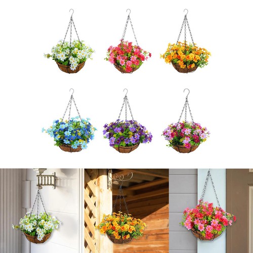 Hanging Artificial Daisy Flowers Basket Decor Hanging Planter Chain ...