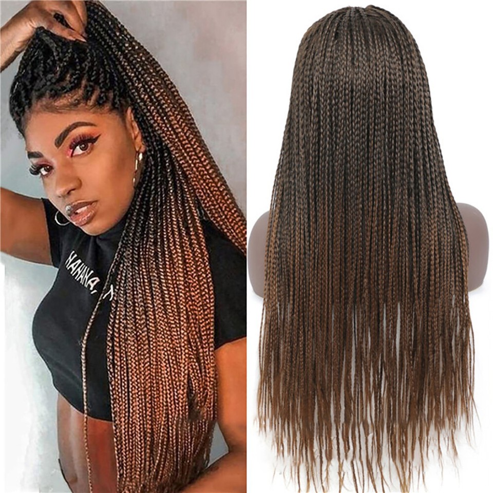26" Thin Box Braids Wigs for Black Women Full Braids Wigs Party Wigs ...