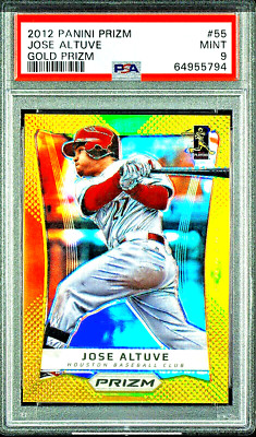 2012 PANINI PRIZM GOLD PRIZMS JOSE ALTUVE /10 #55 PSA 9 MINT | eBay