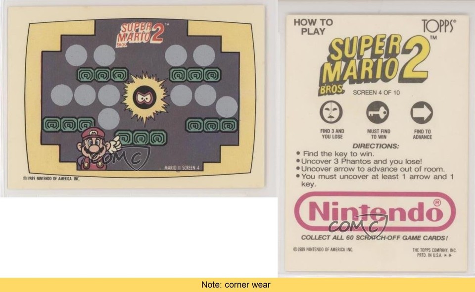 1989 Topps Nintendo Scratch-Off Game Super Mario Bros 2 Screen 4 #4 ...
