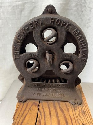 ~OLD~ ORIGINAL ESTATE FRESH CAST IRON "THE NEW-ERA ROPE MACHINE" ROPE ...