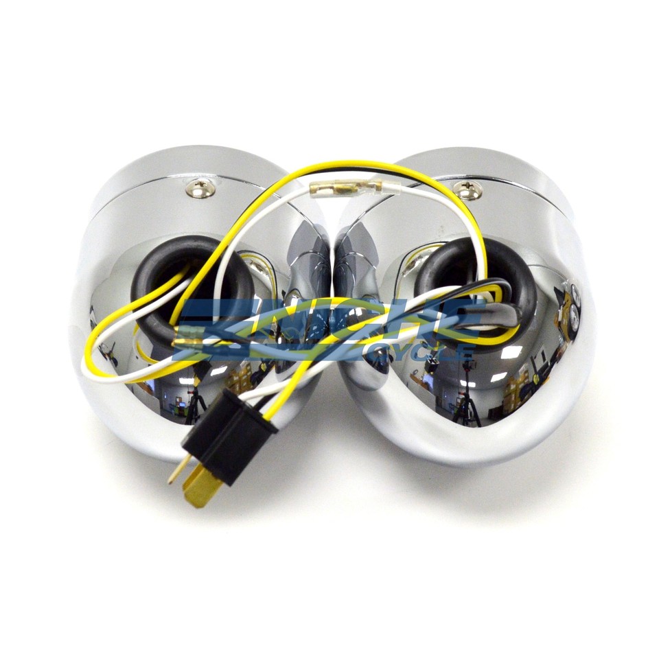 Dual Beam 3.5" Chrome Side Mount Custom Motorcycle Bullet Headlight | eBay