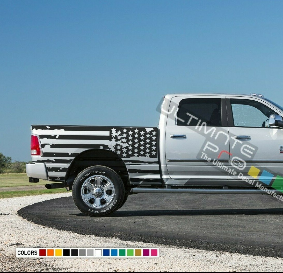 Stickers side bed Stripes for Dodge Ram 1500 design US flag American ...