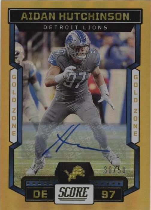 2023 Score - Aidan Hutchinson #83 Gold Zone Signatures /50 (AU) for ...